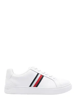 Tommy Hilfiger Essential Tape-detail Leather Sneakers - White