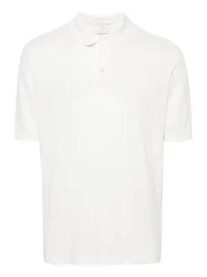Eleventy Ribbed Cotton Polo Shirt - White