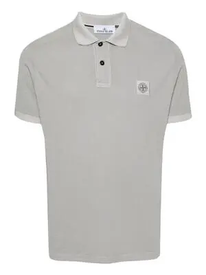 Stone Island Compass-appliqué Polo Shirt - Grey