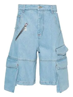 Gcds Logo-plaque Denim Shorts - Blue