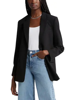 Nordstrom Relaxed-Fit Notched Lapel Blazer Black