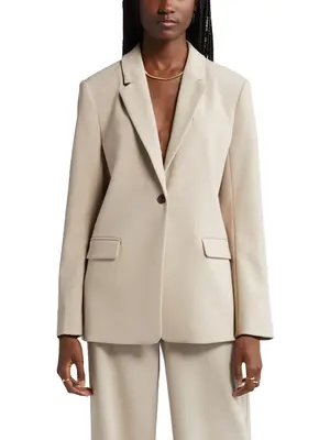 Nordstrom Relaxed-Fit Notched Lapel Blazer Tan Cobblestone