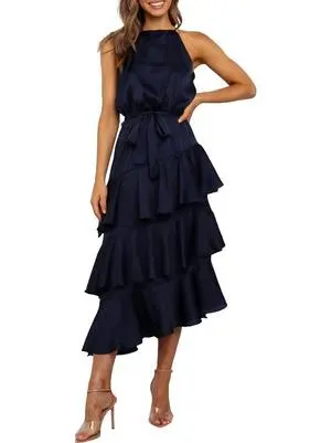 PETAL & PUP Seychelle Asymmetric Tiered Dress - Navy