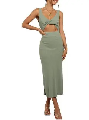 PETAL & PUP Petal & Pup Apollo Cutout Midi Dress Olive