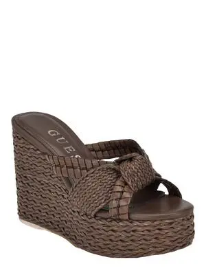 Guess GUESS Platform Wedge Sandals Medium Brown