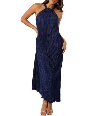 PETAL & PUP Petal & Pup Melody Plissé Maxi Dress Navy