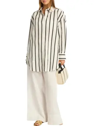 SEA LEVEL Sea Level Corfu Stripe Cover-up Shirt Black