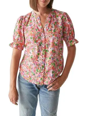 Michael Stars Roxanne Short Sleeve Button-up Shirt - Warm Combo