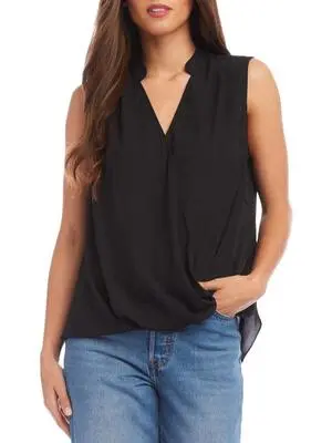 Karen Kane Drape Front Sleeveless Top - Black