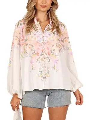 PETAL & PUP Tiarna Floral Print Shirt - White Floral