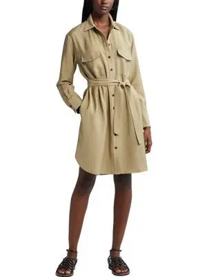 Nordstrom Long Sleeve Belted Shirtdress - Olive
