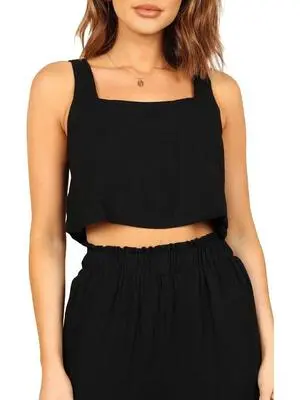 PETAL & PUP Eleanor Linen Crop Tank - Black