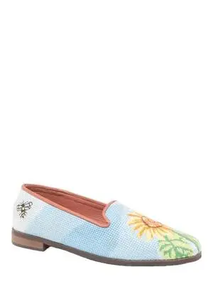 BYPAIGE ByPaige Floral Needlepoint Loafer Sunflower On Blue