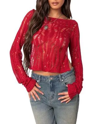 EDIKTED EDIKTED Rosa Open Back Sheer Sweater