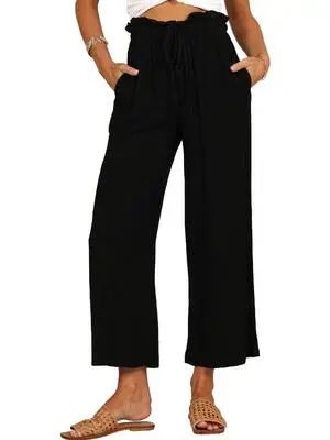 PETAL & PUP Hawthorne Linen Blend Crop Pants - Black