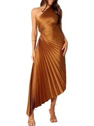 PETAL & PUP Kleo One-shoulder Pleated Maxi Dress - Golden Ochre