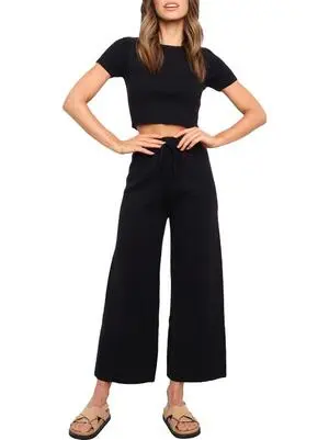 PETAL & PUP Ayers Crop Top And Wide Leg Pants Set - Black