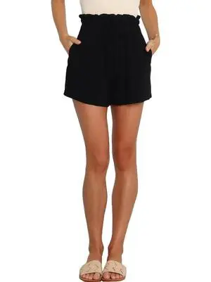 PETAL & PUP Hawthorne Paperbag Waist Shorts - Black