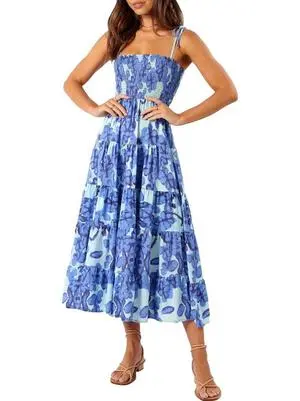 PETAL & PUP Amarie Floral Midi Dress - Blue