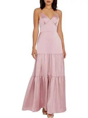 Dress The Population Tess Tiered Gown - Rose Canyon