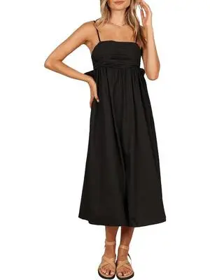 PETAL & PUP Alice Bow Back Midi Dress - Black
