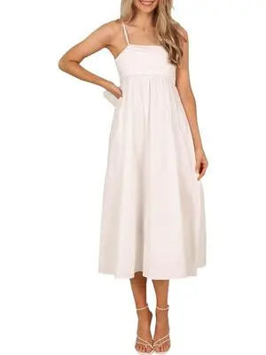 PETAL & PUP Alice Bow Back Midi Dress - White
