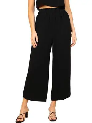 PETAL & PUP Eleanor Wide Leg Linen Pants - Black