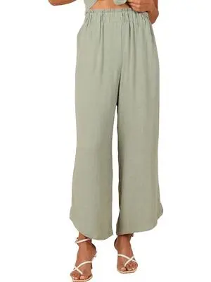 PETAL & PUP Eleanor Wide Leg Linen Pants - Green