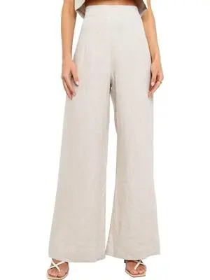 PETAL & PUP Devlin Linen Wide Leg Pants - Beige