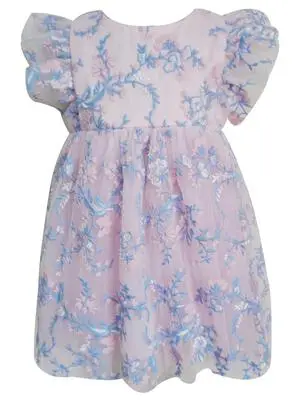 POPATU Floral Embroidered Tulle Dress - Blue/pink