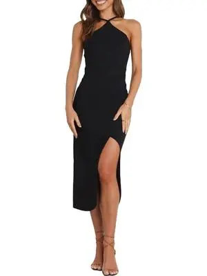 PETAL & PUP Sasha Halter Midi Dress - Black