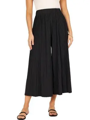 PETAL & PUP Cher Pleated Wide Leg Pants - Black