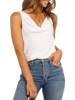 PETAL & PUP Vinita Cowl Neck Tank - White