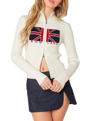 EDIKTED England Zip Cardigan - Cream