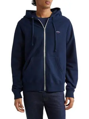 NOAH Lightweight Cotton Zip Hoodie Navy
