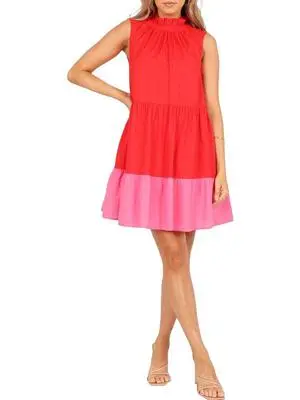 PETAL & PUP Bradshaw Colorblocked Dress - Red/ Pink
