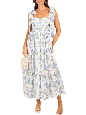 PETAL & PUP Floret Bow Strap Midi Sundress - Blue