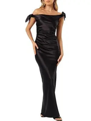 PETAL & PUP Petal & Pup Selma One-Shoulder Gown Black
