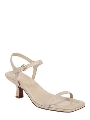 Vince Coco Square Toe Kitten Heel Sandals Beige