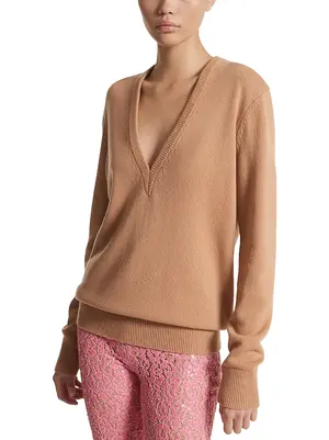 Michael Kors Cashmere V-Neck Sweater Suntan