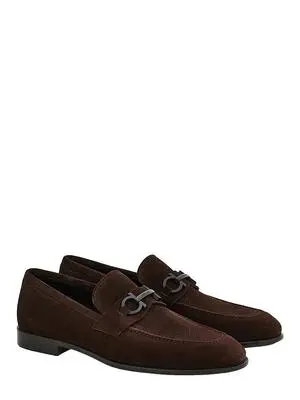 FERRAGAMO Foster Suede Loafers - Bark