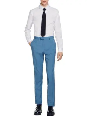 Sandro Straight-fit Wool Suit Trousers - Blue Grey