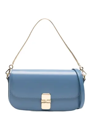 A.p.c. Grace Chaine Leather Clutch - Blue
