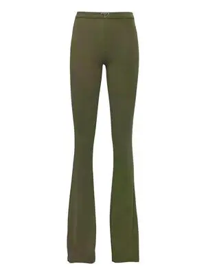 Prada Triangle-logo Flared Trousers - Green