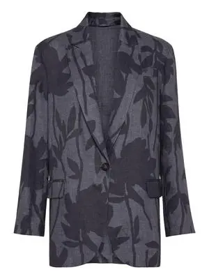 BRUNELLO CUCINELLI Brunello Cucinelli Linen Leaf Print Blazer
