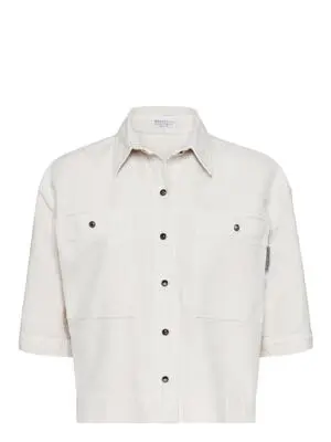 BRUNELLO CUCINELLI Brunello Cucinelli Short-Sleeve Cotton-Linen Jacket