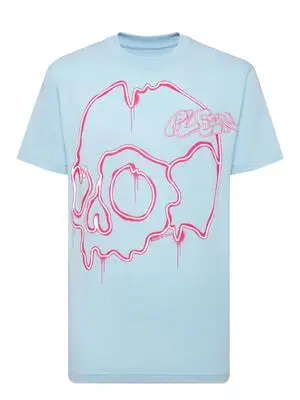 Philipp Plein Dripping Skull Graphic-print T-shirt - Blue