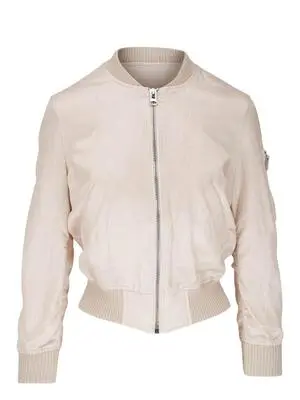 R13 Zip-up Linen Bomber Jacket - Neutrals