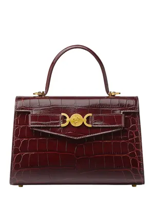Versace Crocodile-embossed Leather Tote - Brown
