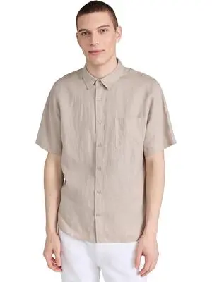 Vince Linen Short Sleeve Shirt - Pumice Rock